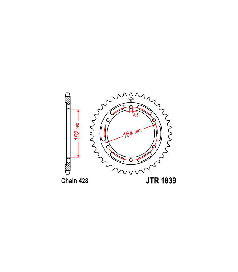 JT 1839 steel crown with 55 teeth