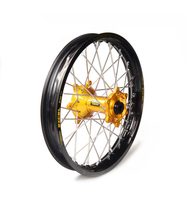 Complete wheel Haan Wheels black rim 18-2,50 gold hub 1 46113/3/2